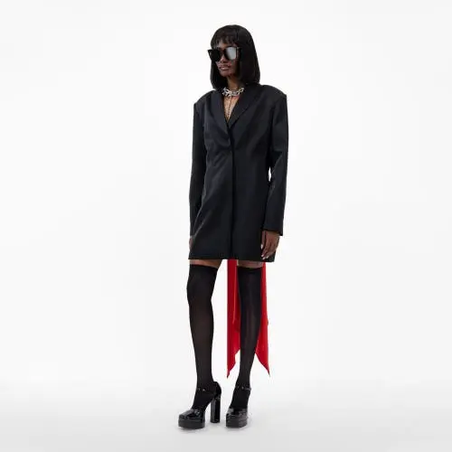 UCHÈ Oversized Satin Jacket With Detachable Floor-length Scarf