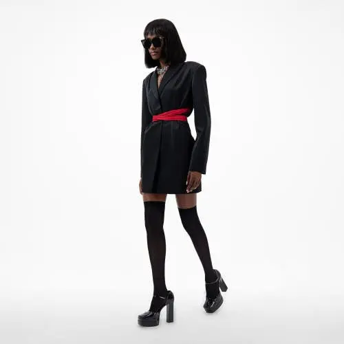 UCHÈ Oversized Satin Jacket With Detachable Floor-length Scarf