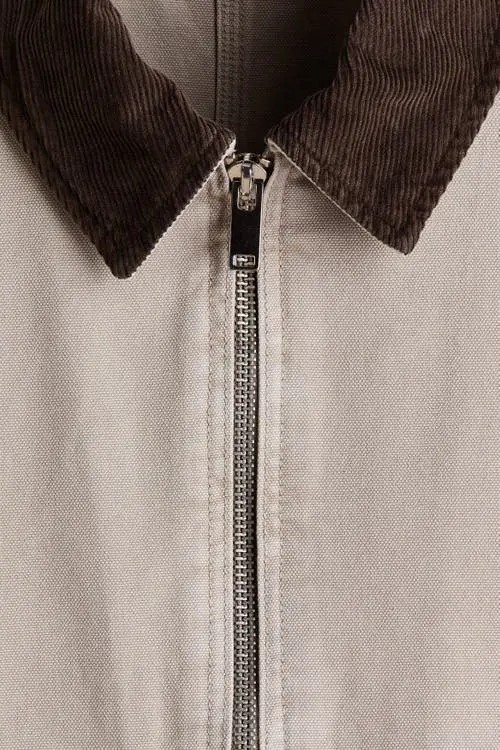 H&M Workwear Jacket With Corduroy Collar - Taupe