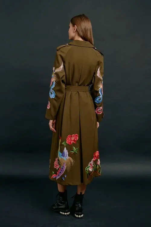 SKYLENCE Phoenix Heritage Trench Coat - Green