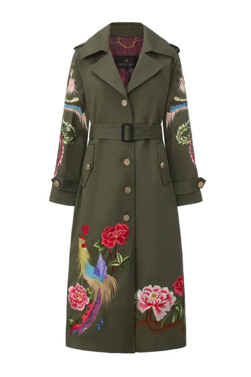 SKYLENCE Phoenix Heritage Trench Coat - Green