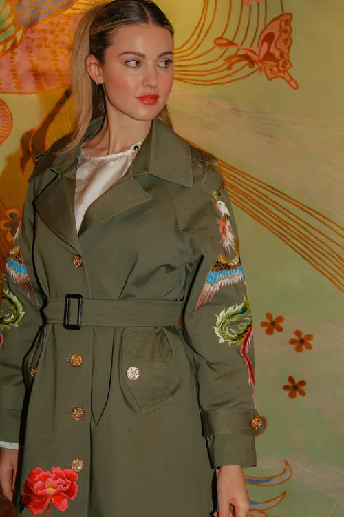SKYLENCE Phoenix Heritage Trench Coat - Green