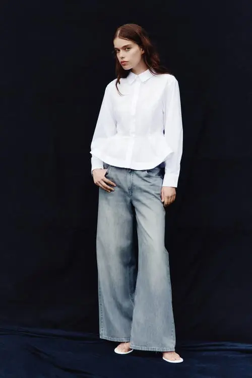 H&M Poplin Peplum Shirt