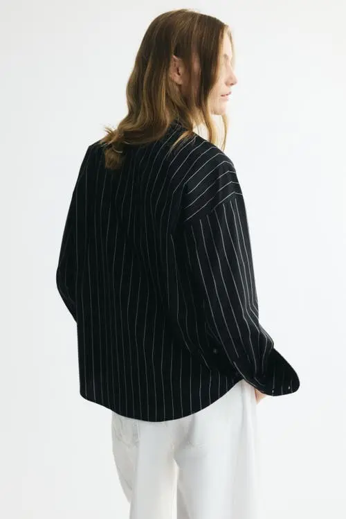 H&m Cotton Blouse With Scarf Collar
