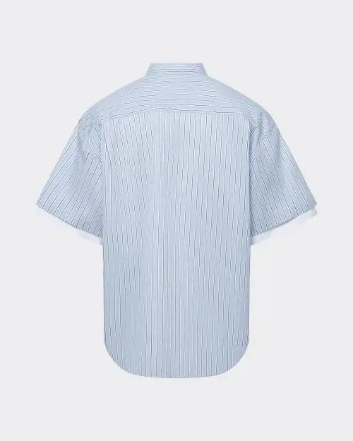 LE PERE Double Short Sleeve Button Down Shirt