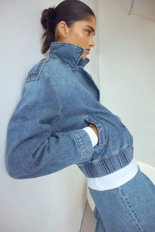 H&m Double-breasted Denim Jacket
