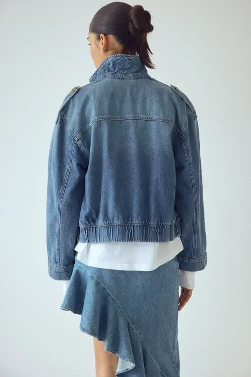 H&m Double-breasted Denim Jacket