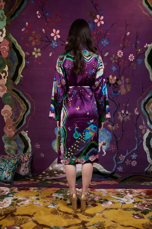 SKYLENCE Wendy Morrison X Kujaku Peacock Silk Robe