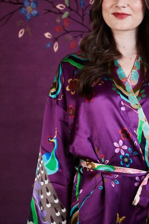 SKYLENCE Wendy Morrison X Kujaku Peacock Silk Robe