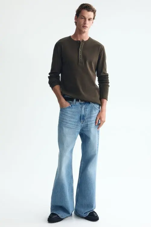 H&M Loose Bootcut Jeans In Rigid Cotton Denim
