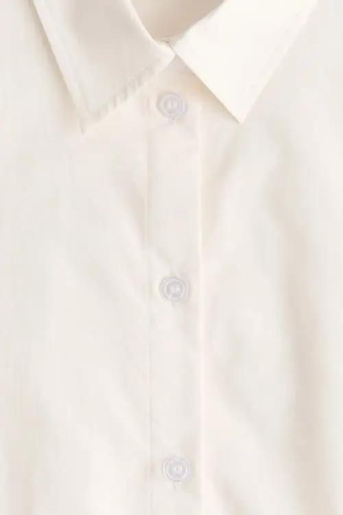 H&m Balloon-sleeved Cotton Shirt - Cream