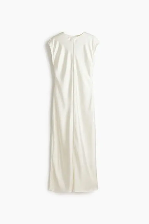 H&M Satin Midi Dress With Cap Sleeves And Slit
