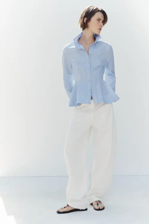 H&m Cotton Peplum Shirt
