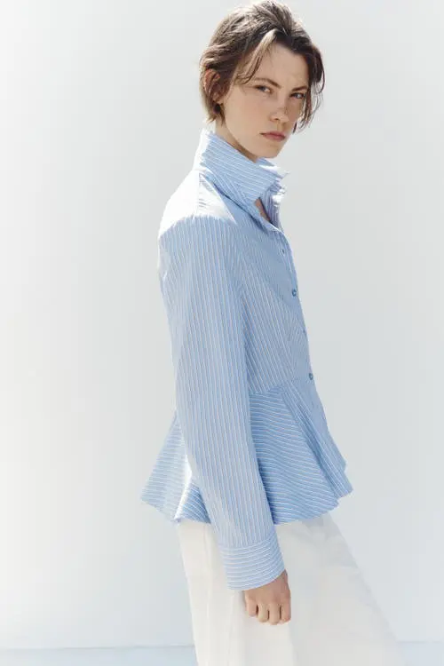 H&m Cotton Peplum Shirt