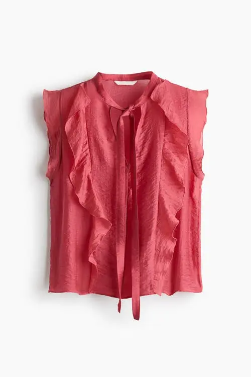 H&m Flounced Scarf-collar Blouse