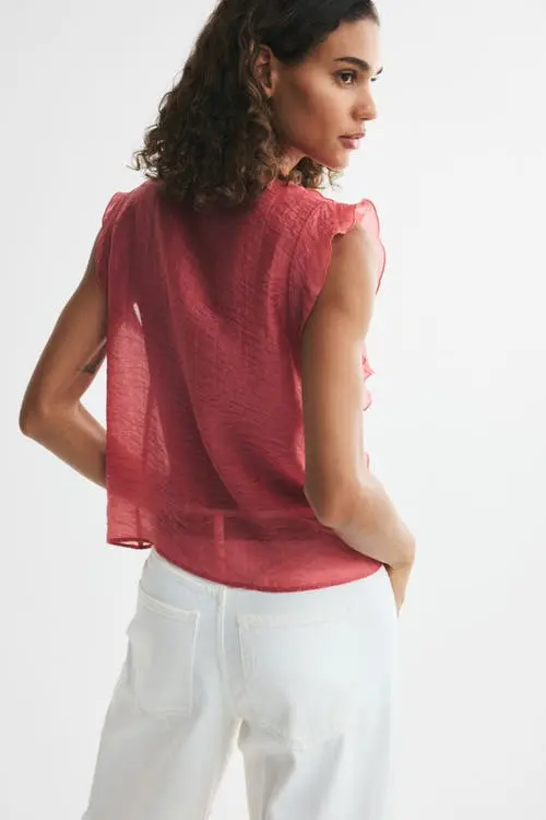 H&m Flounced Scarf-collar Blouse