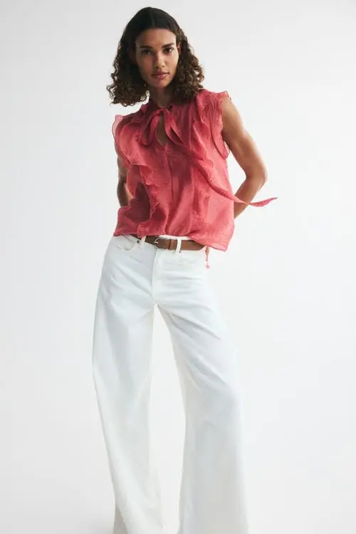 H&m Flounced Scarf-collar Blouse