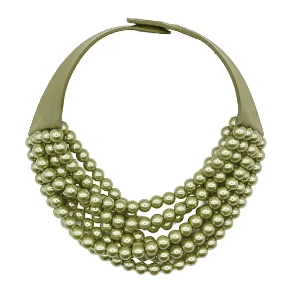 Fairchild Baldwin Multi-strand Glass Pearl Collar Necklace - Green