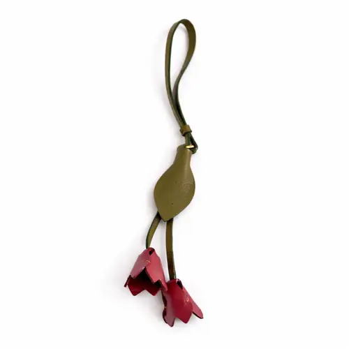 ROSZUAR Twin Leather Bag Charm - Cognac