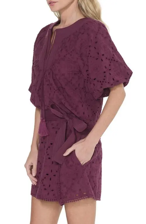 CIEBON Amani Embroidered Eyelet Wrap Skort - Plum
