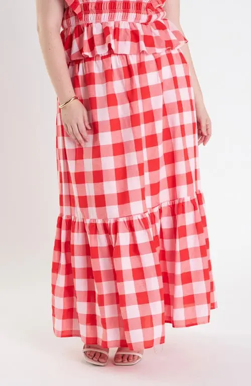 English Factory Gingham Midi Skirt