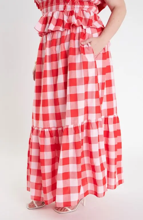 English Factory Gingham Midi Skirt