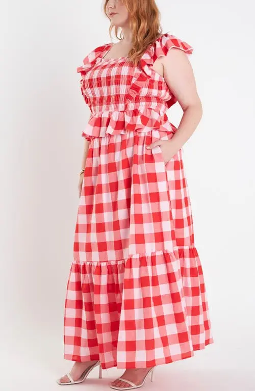 English Factory Gingham Midi Skirt