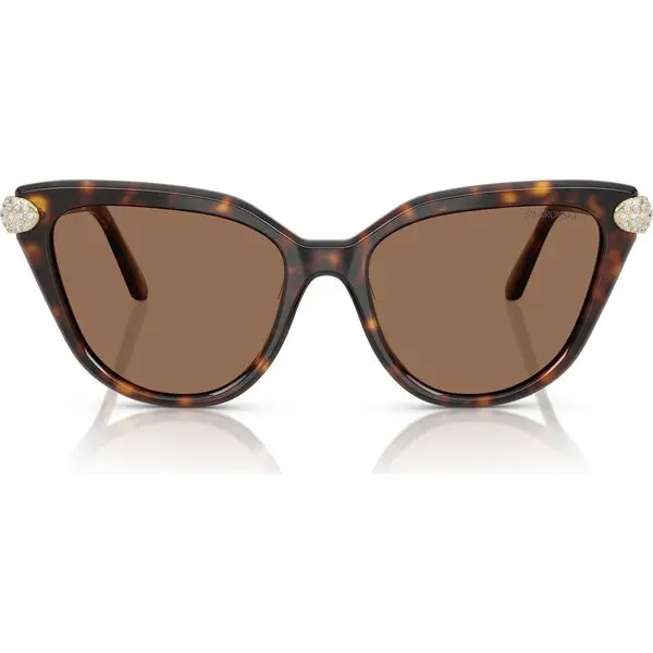 SWAROVSKI Cat Eye Sunglasses - Havana/dark Brown