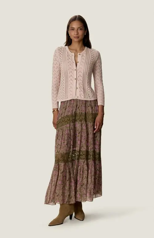 Rebecca Taylor Hannah Pointelle Cardigan - Desert Rose