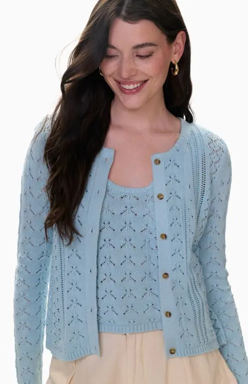 Rebecca Taylor Hannah Pointelle Cardigan - Seafoam