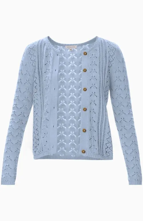 Rebecca Taylor Hannah Pointelle Cardigan - Seafoam