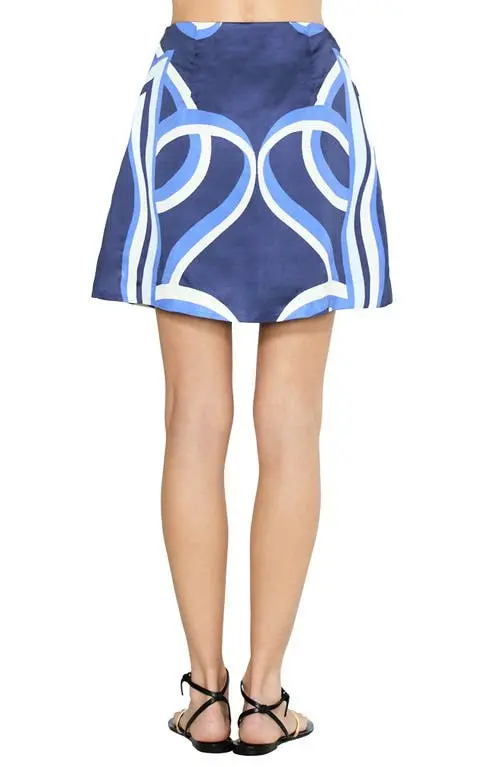 CIEBON Ophena Swirl Print Button Front Miniskirt