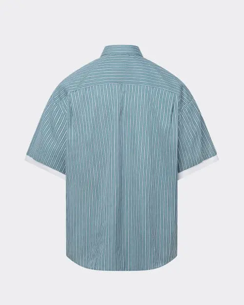 LE PERE Double Short Sleeve Button Down Shirt
