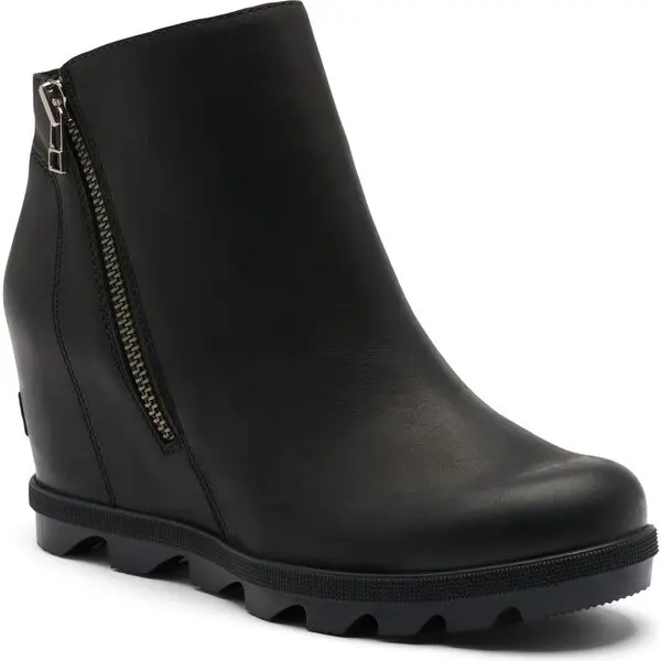 Sorel Joan Rhapsody Zip Wedge Bootie - Black/black