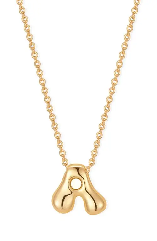 BROOK & YORK Mini Pippa Bubble Initial Pendant Necklace - Gold A