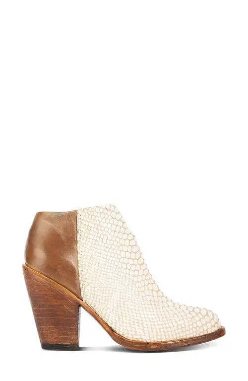 FREEBIRD Detroit Croc Embossed Leather Bootie - White Snake