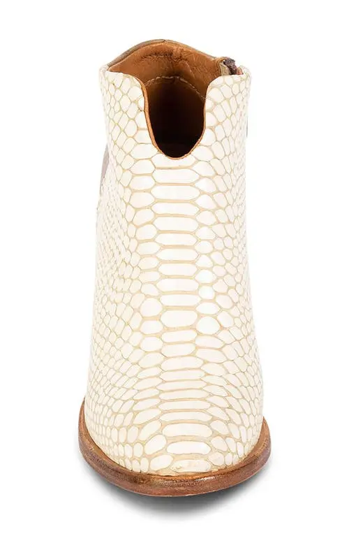FREEBIRD Detroit Croc Embossed Leather Bootie - White Snake