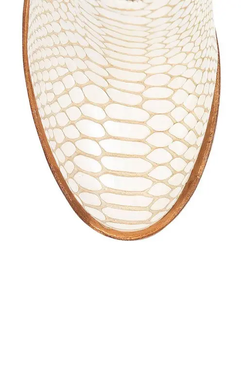 FREEBIRD Detroit Croc Embossed Leather Bootie - White Snake