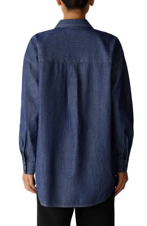 Eileen Fisher Organic Cotton Denim Long Shirt