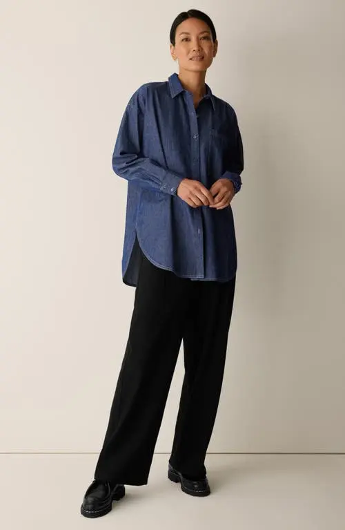 Eileen Fisher Organic Cotton Denim Long Shirt