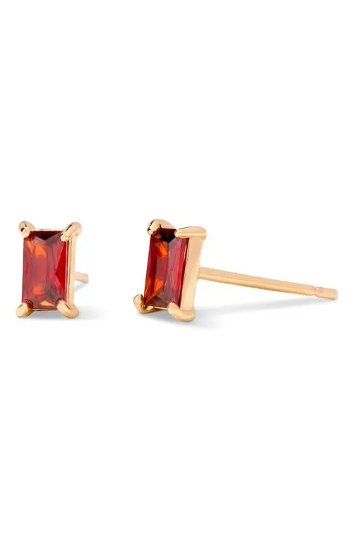 BROOK & YORK Darcy Rectangular Birthstone Stud Earrings - Gold/jan
