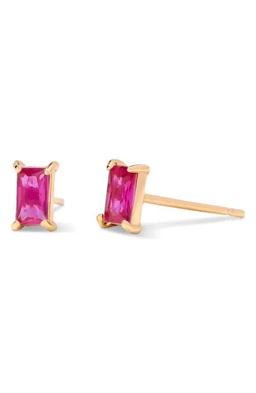 BROOK & YORK Darcy Rectangular Birthstone Stud Earrings - Gold/july