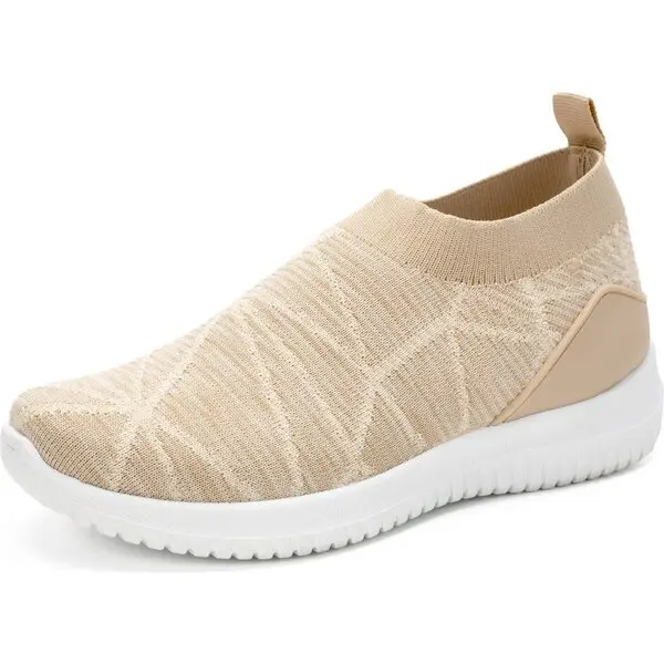 MIO MARINO Lightweight Slip-on Knit Sneakers With Breathable Mesh Upper - Beige