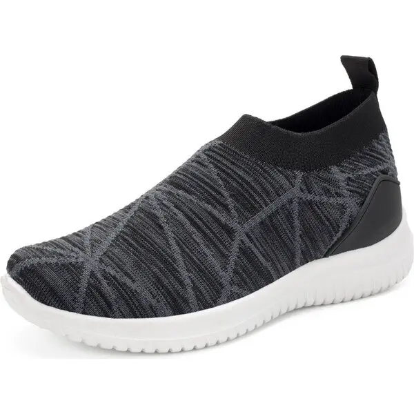 MIO MARINO Lightweight Slip-on Knit Sneakers With Breathable Mesh Upper - Black