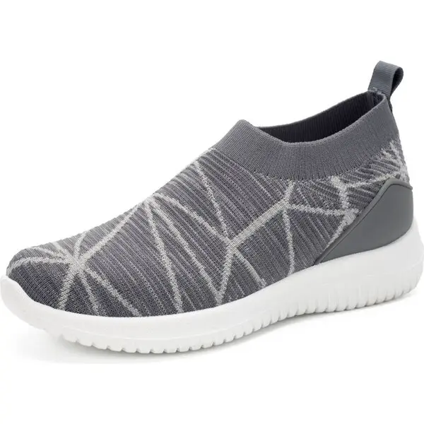 MIO MARINO Lightweight Slip-on Knit Sneakers With Breathable Mesh Upper - Gray