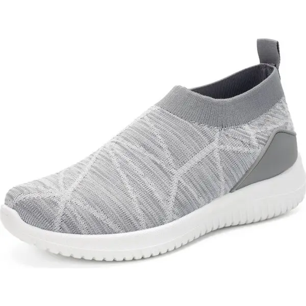 MIO MARINO Lightweight Slip-on Knit Sneakers With Breathable Mesh Upper - Light Gray