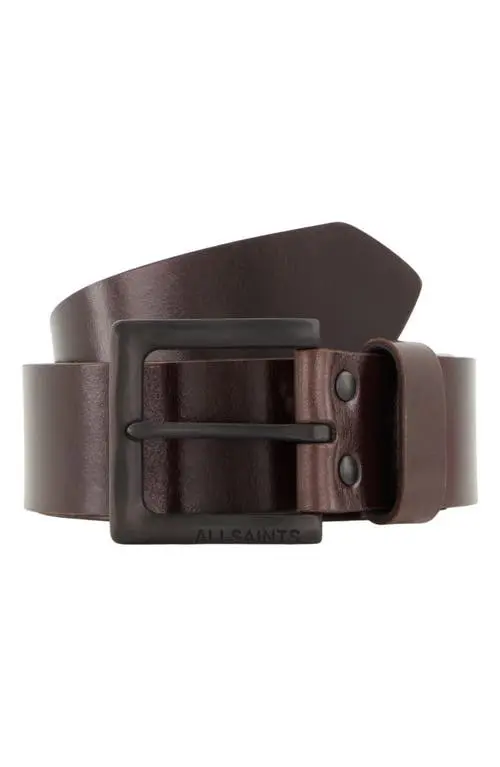 ALLSAINTS Solid Leather Belt - Burnt Umber