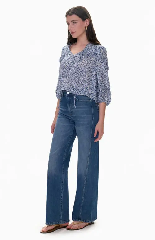 Rebecca Taylor Charlotte Print Mix Blouse