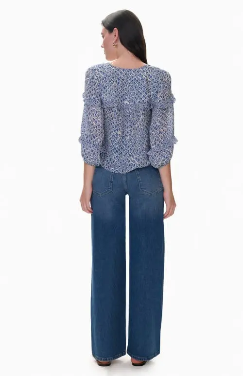 Rebecca Taylor Charlotte Print Mix Blouse