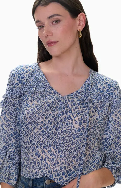 Rebecca Taylor Charlotte Print Mix Blouse